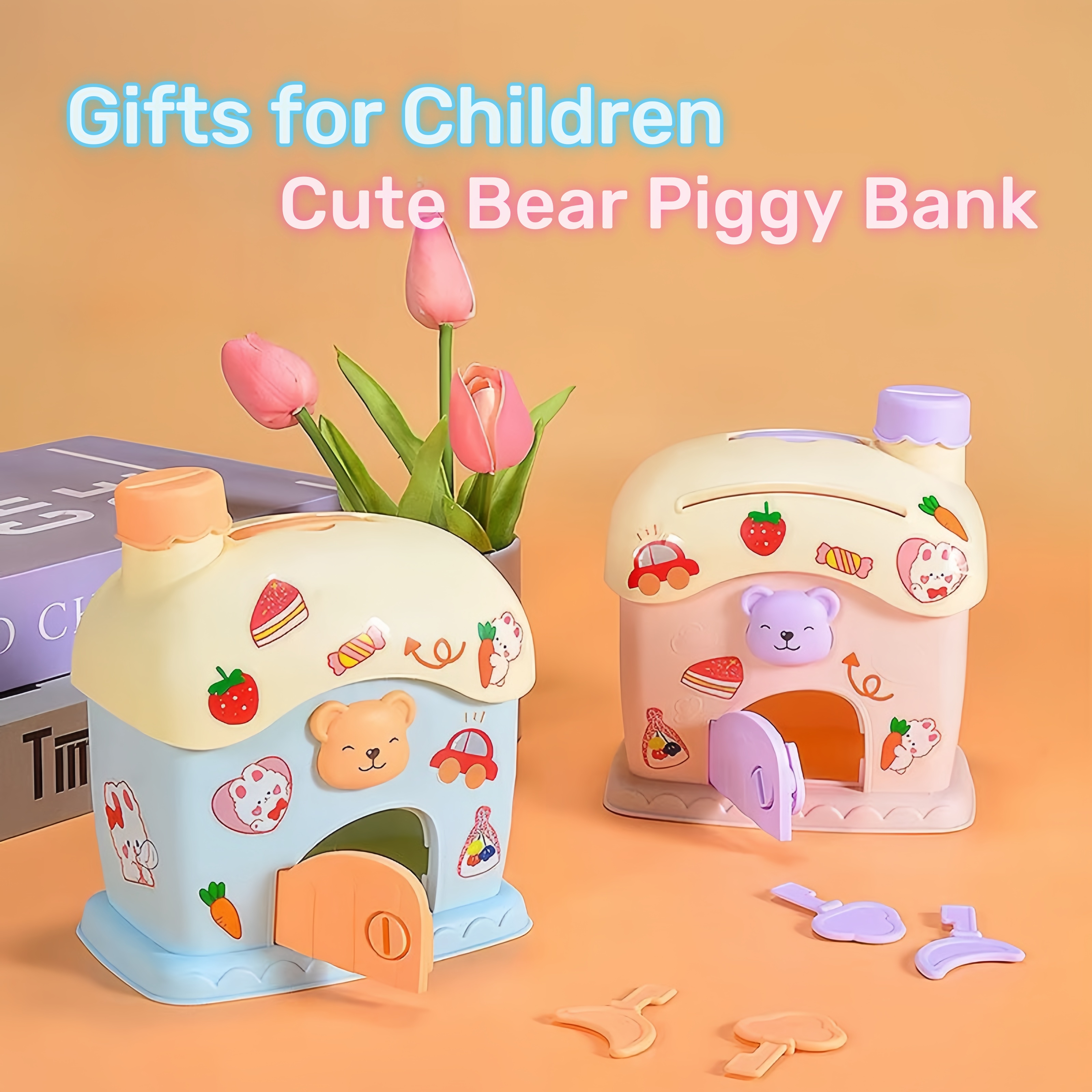 Timi DIY Cute Bear House Piggy Bank Kids Toys Coin Banks Save Money Box ...