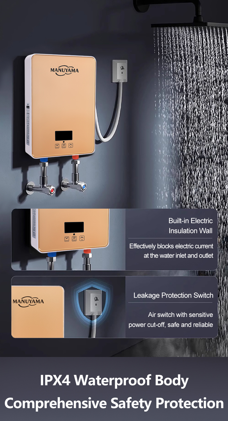 MANUYAMA Water Heater Shower Electric LCD Touchscreen With Self ...