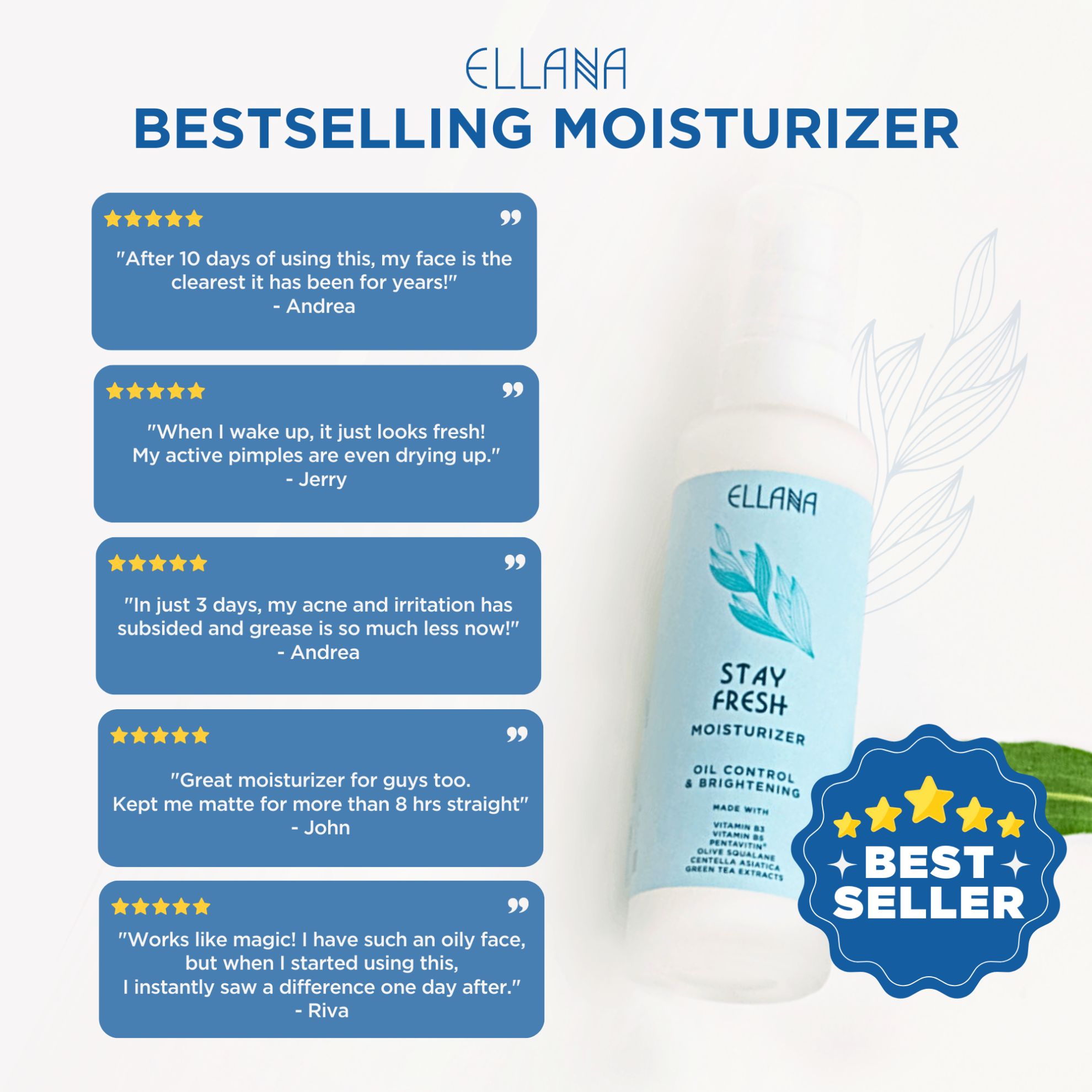 Ellana Stay Fresh Moisturizer - Instant Oil Control Powdery Matte ...