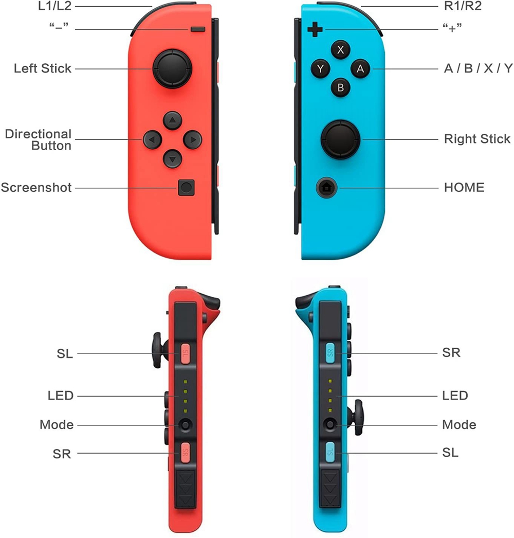 Wireless Joy Con Controller Switch Pc Controller Left And Right Gamepad ...