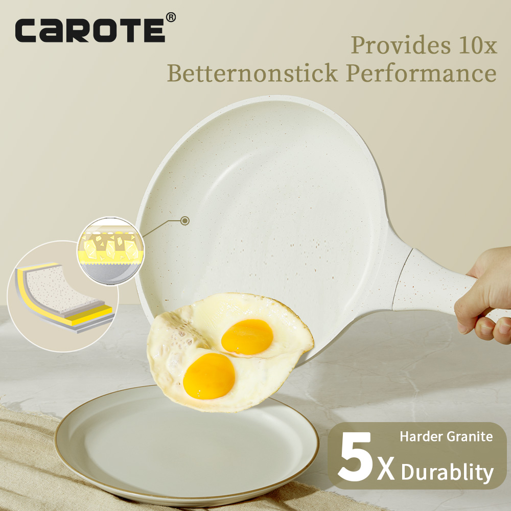 Carote Non Stick 7PCS Granite Cookware Set Die-Cast White PFOA Free ...