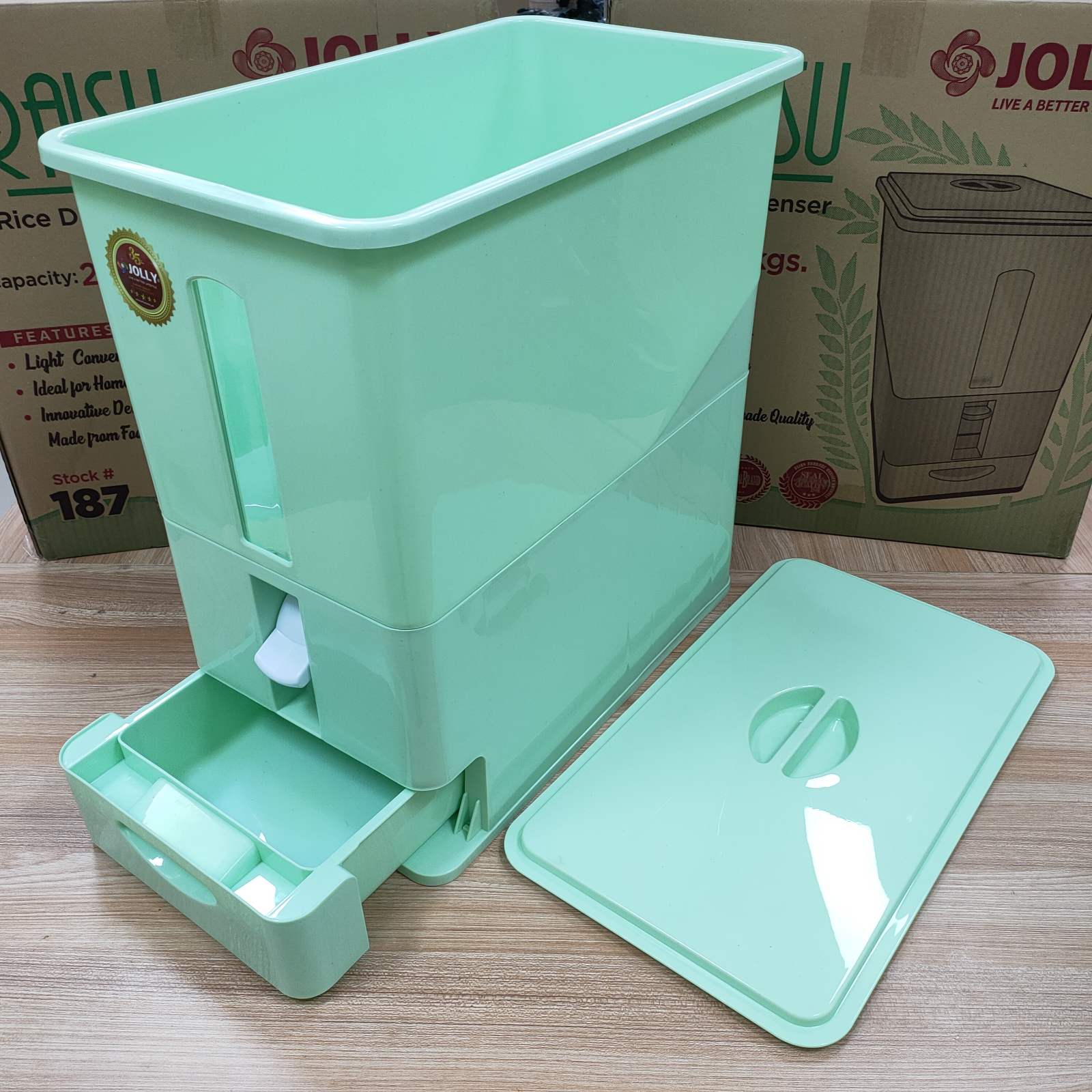 JOLLY RICE DISPENSER 25KG RICE BOX / SEALED RICE STORAGE BOX / GRAIN ...