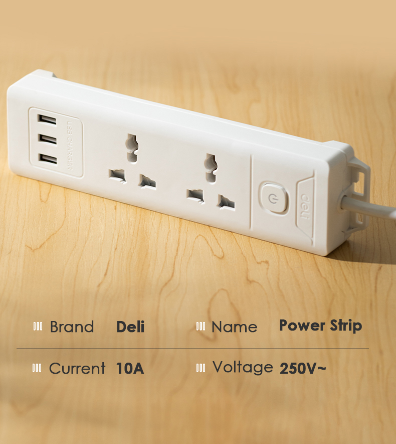 Deli Power Socket Extension Universal Electric Sockets With USB Port ...
