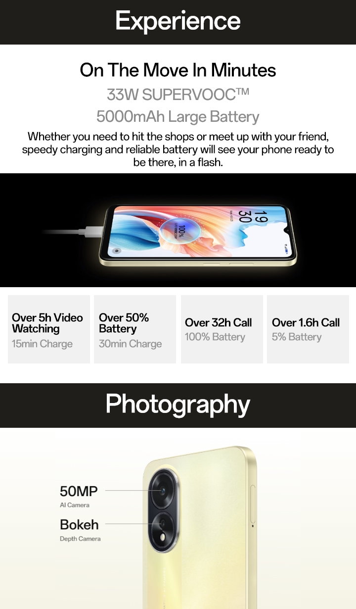 [LAST 20 STOCKS] OPPO A38 Smartphone | 33W SuperVOOC + 5000mAh Battery ...