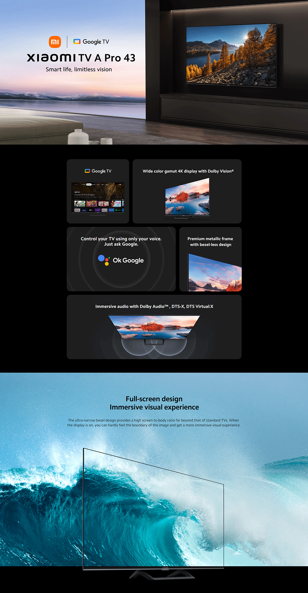 Xiaomi TV A Pro 43 inch 4K Ultra HD Dolby Audio Premium Metallic Frame Android Smart TV | Shopee ...