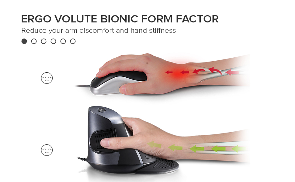 Delux M618BU Wired Optical Ergonomic Vertical Mouse with 3200 DPI Non ...