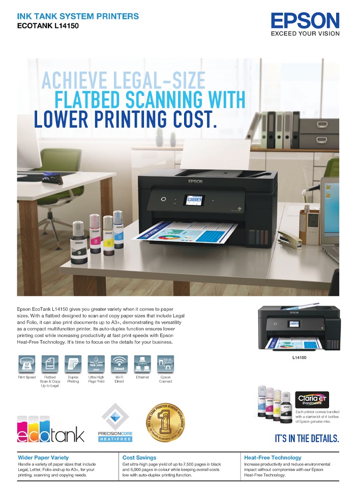 Epson EcoTank L14150 A3+ Wi-Fi Duplex Wide-Format All-in-One Ink Tank ...