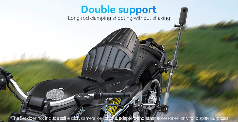 TELESIN Double-Headed Crab Claw Clamp Pipe Mount for Action Cameras ...