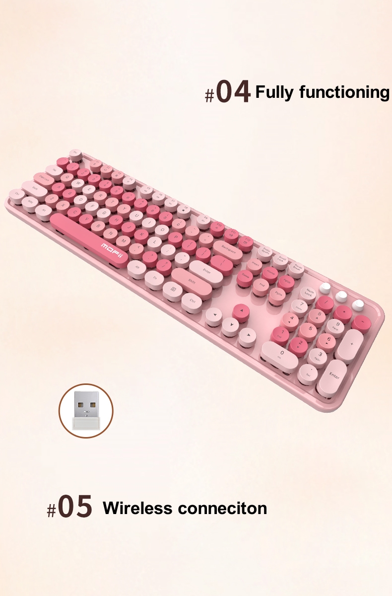 MOFii Sweet PLUS Wireless RED AXIS True Mechanical Keyboard Mouse Set ...