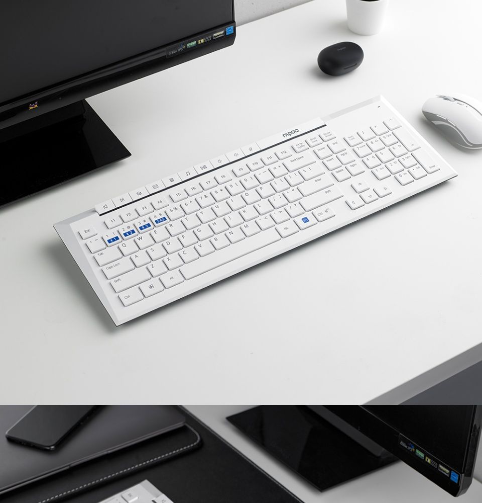Rapoo 8200M/8210M 2.4G Wireless Bluetooth Keyboard and Silent Mouse Set ...