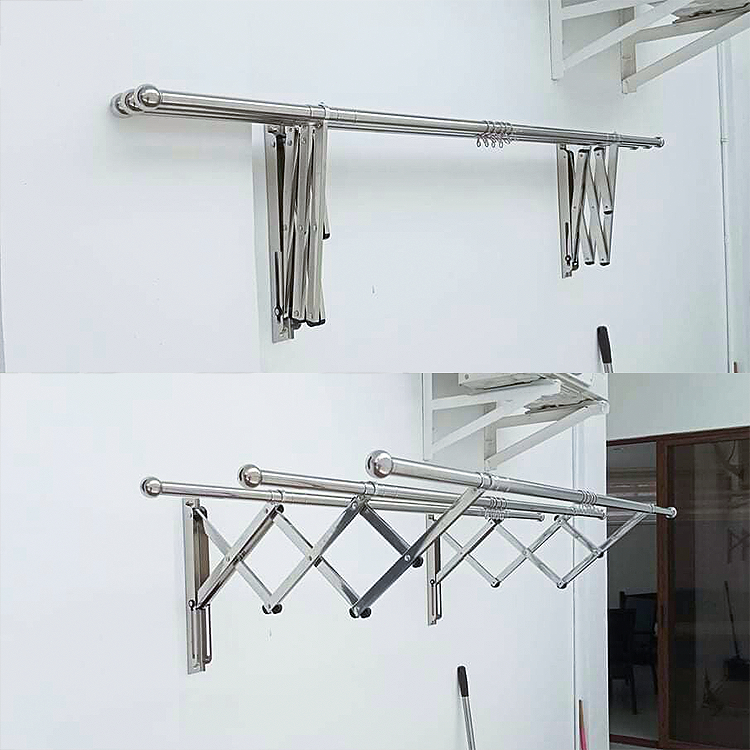 COD 3/4/5 Bar Foldable Sampayan Stainless Steel Drying Rack Clothes ...
