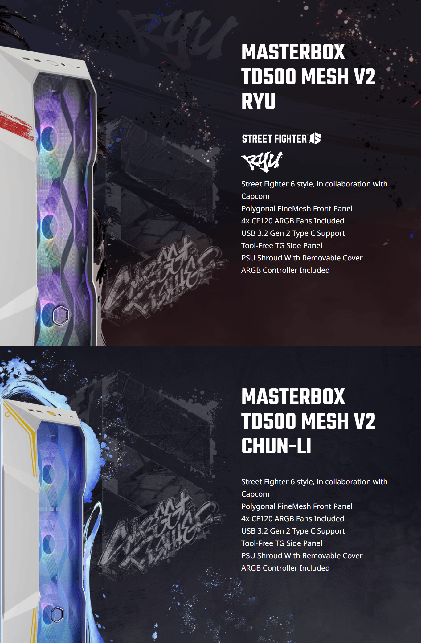Cooler Master MasterBox TD500 Mesh V2 Ryu & Chun-Li Street Fighter 6 ...