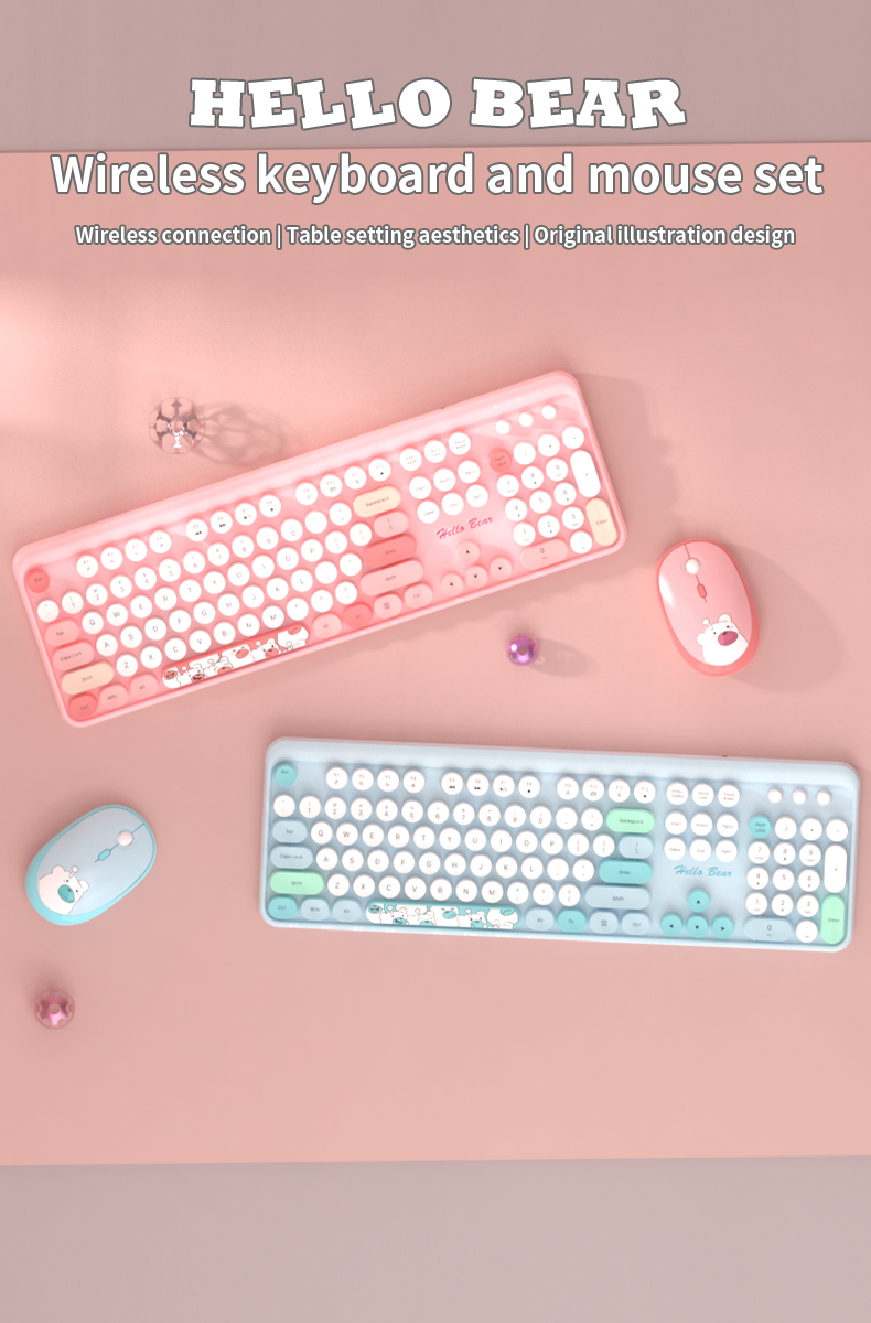 MOFii GEEZER Hello Bear Original Illustration Office Keyboard and Mouse ...