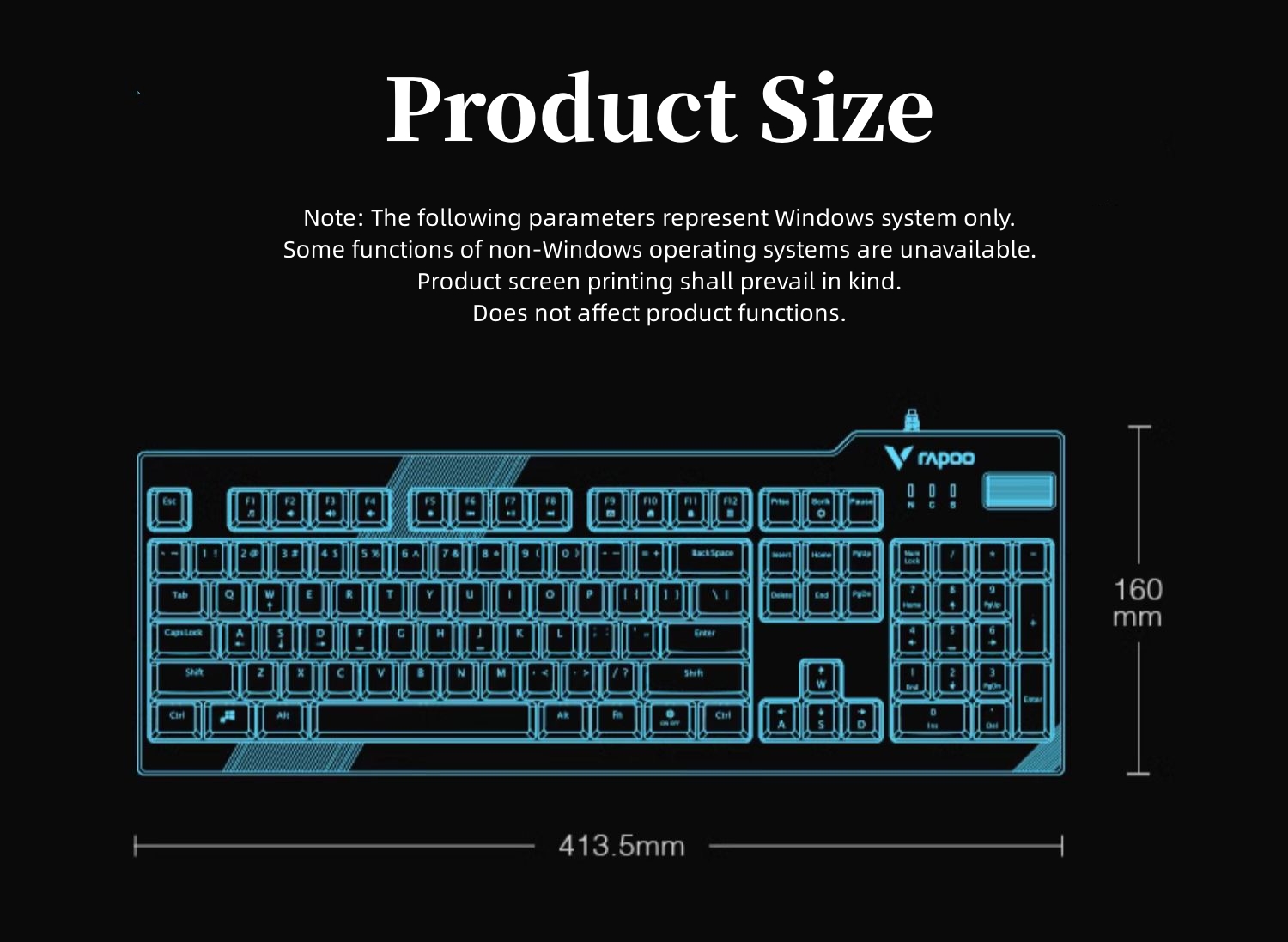 Rapoo V50S Backlit Gaming Keyboard USB Wired 104 Key Keyboard for laptop Ergonomic keyboard ...