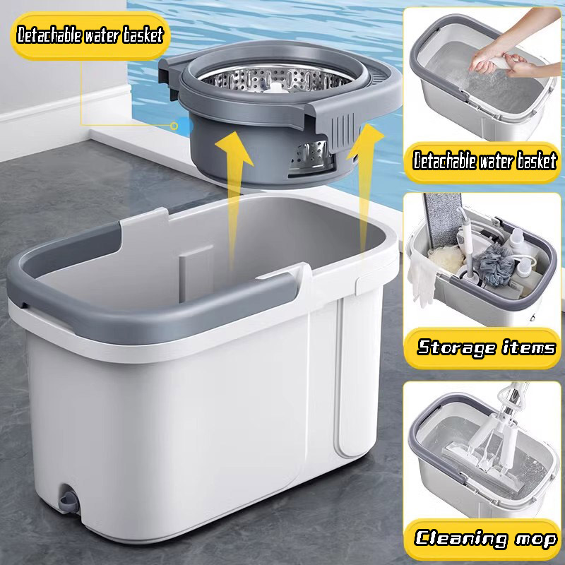 Mop With Spinner Stainless Steel Basket with Drain Cap Tornado Mop ...