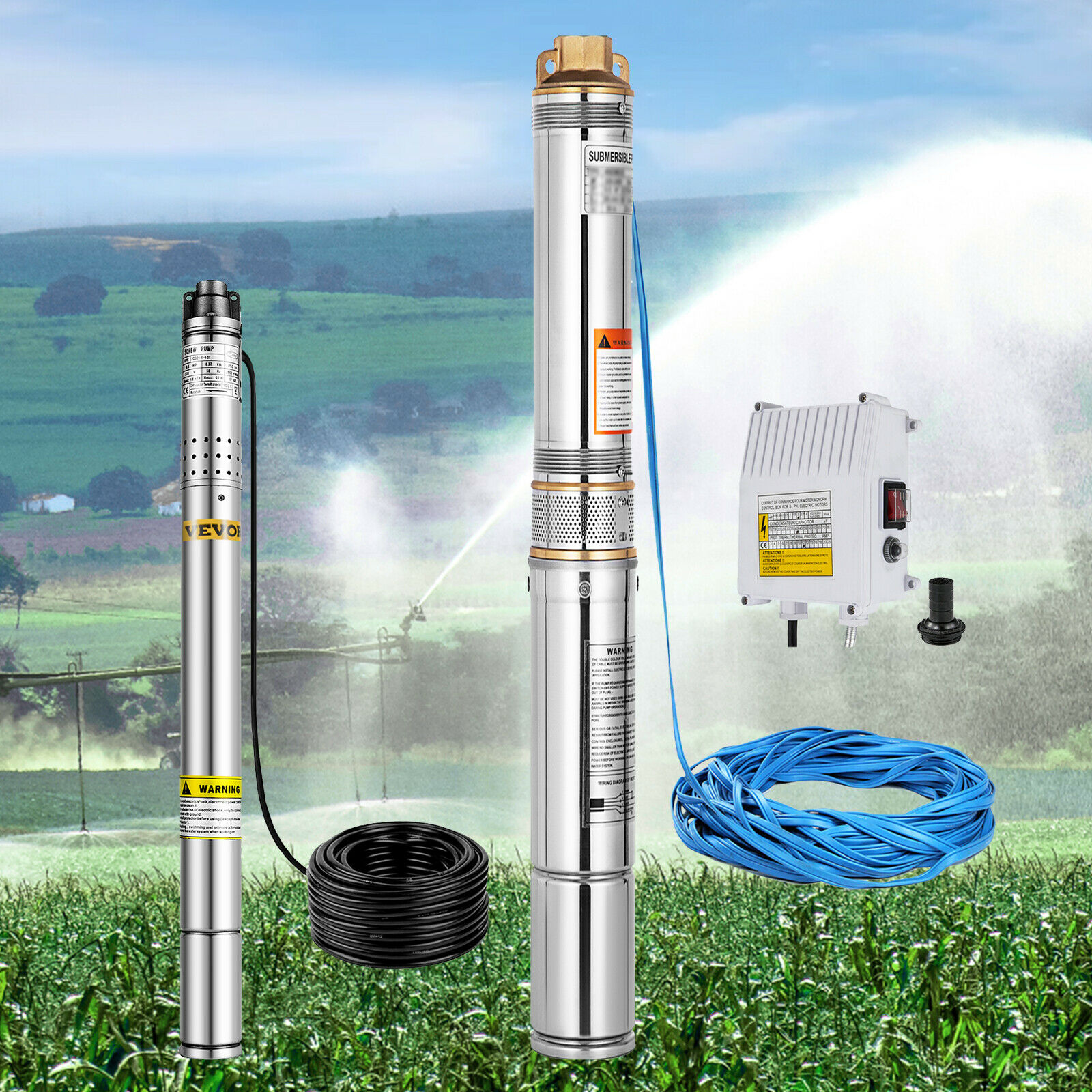 3Inch Submersible Pump 2HP Deep Well Pump Electric Submersible Bore ...