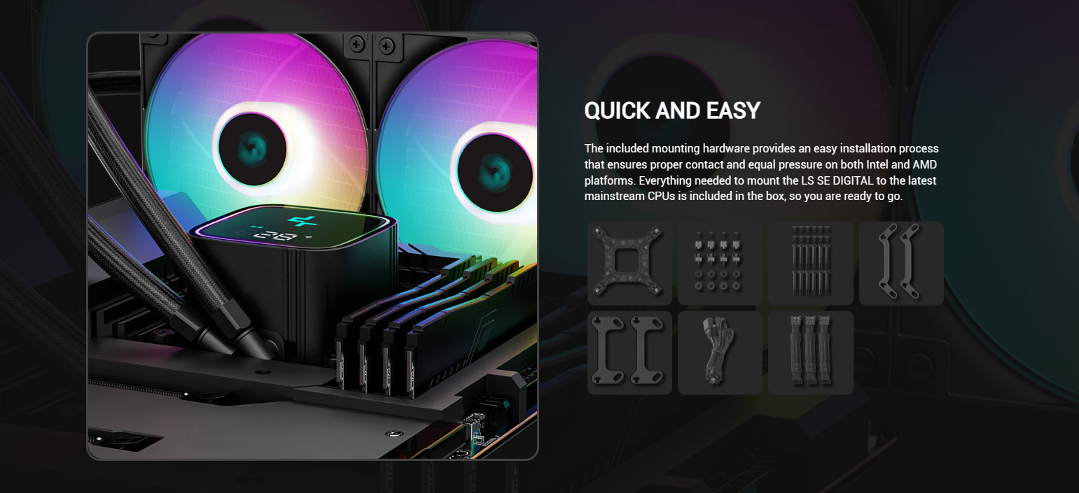 Deepcool LS720 SE Digital 360mm Liquid CPU Cooler with A Status Display ...