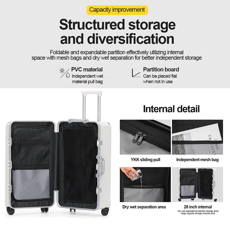 CHARLES X Luggage Large-capacity aluminum trolley case Multifunctional ...