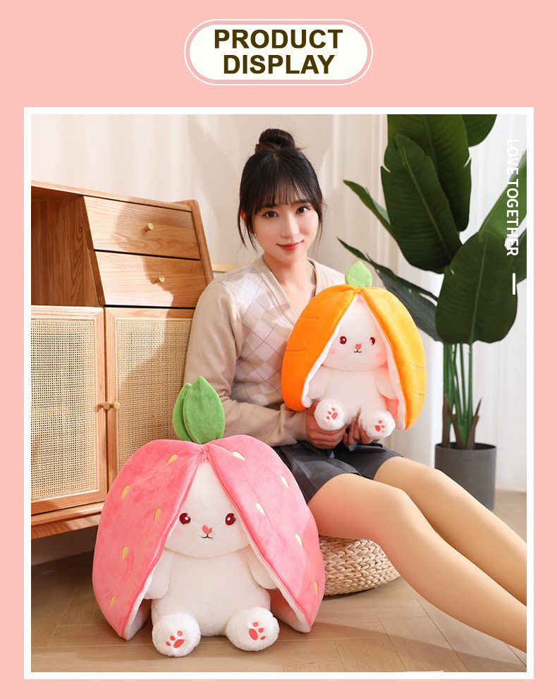 25/45CM 2in1 strawberry rabbit Plush toy Strawberry Bunny plushie Long ...