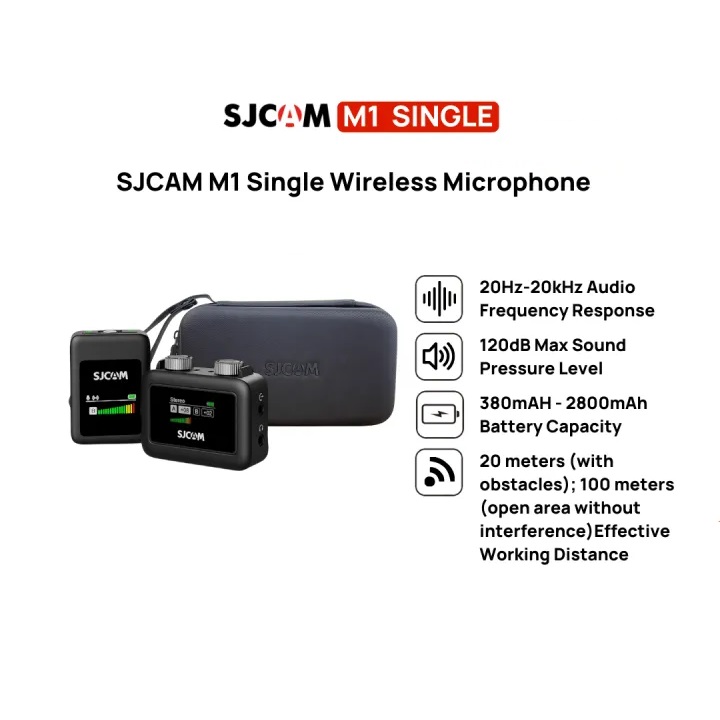 SJCAM M1 50M Wireless Microphone 2.4GHz 1 Receiver 1 Transmitter Device | Shopee Philippines