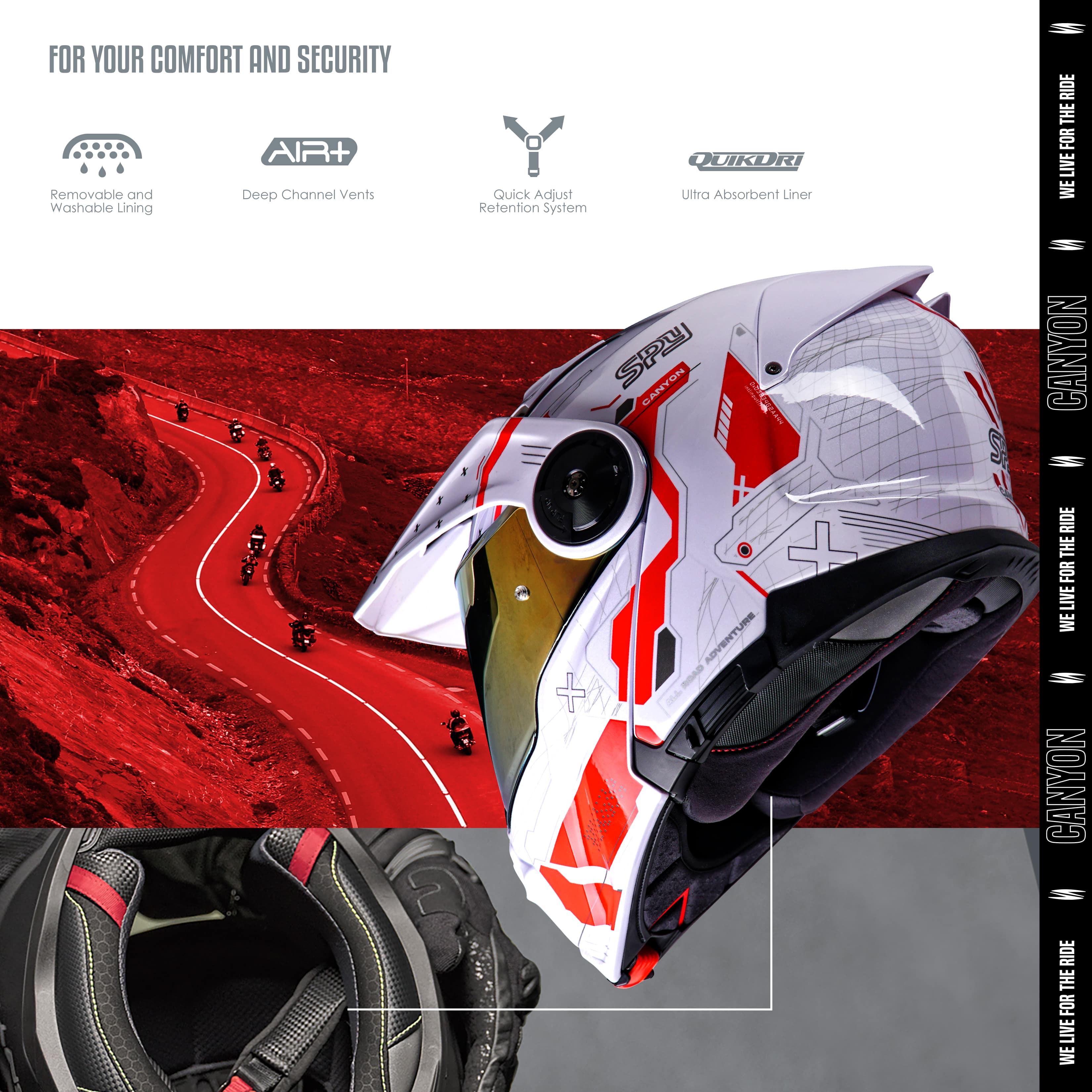 SPY Canyon GD S1 - Fiber Glass Modular Dual Visor Helmet (FREE Clear ...