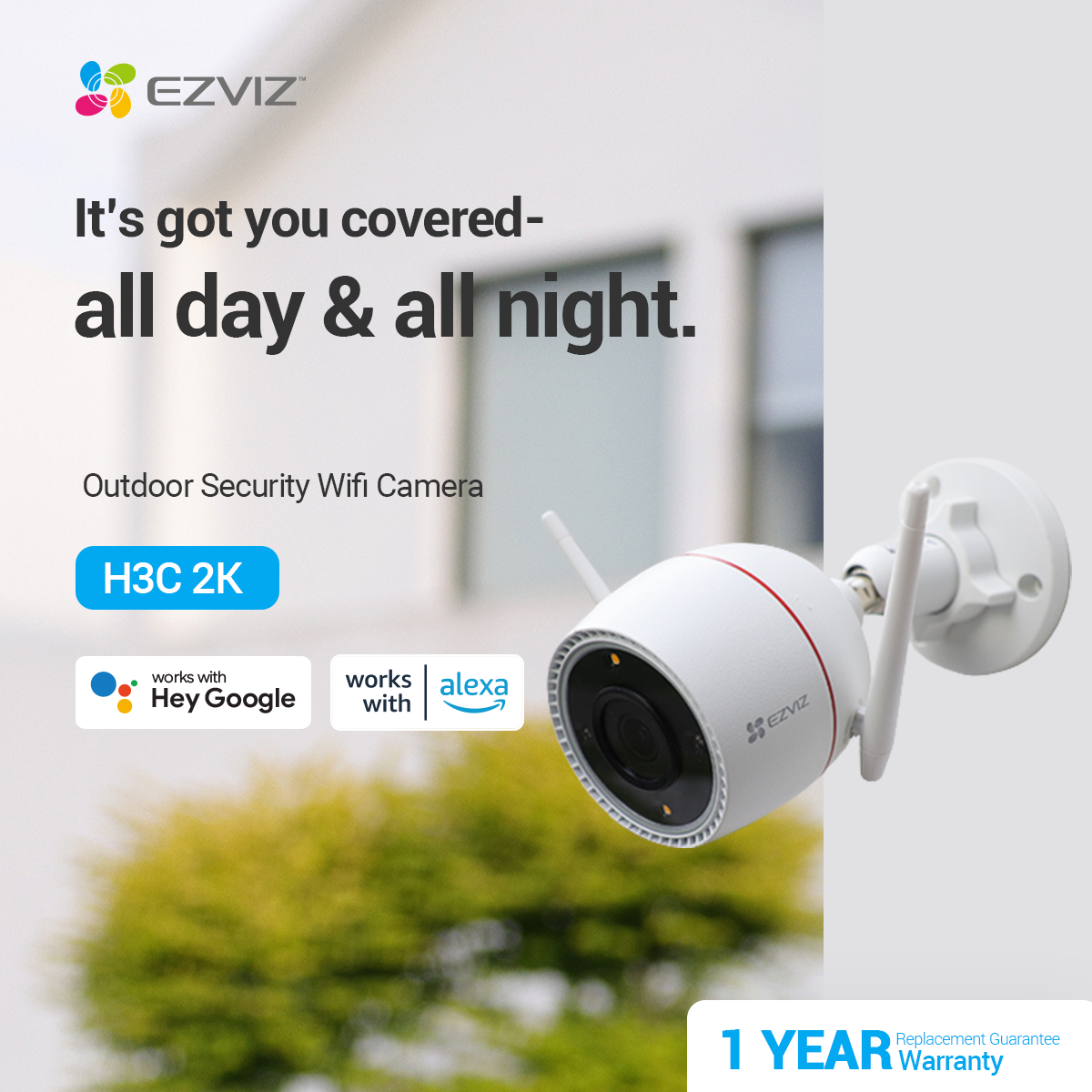 EZVIZ H3c 3MP/2K Outdoor Security Wifi Camera CCTV Camera Connect to ...