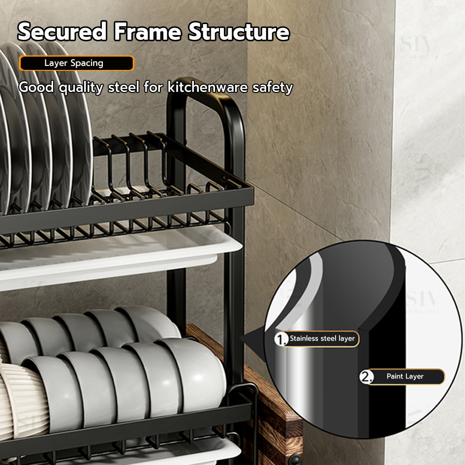 Siv 2/3 Tier Countertop Dish Rack Drainer Kitchen Drying Organizer ...