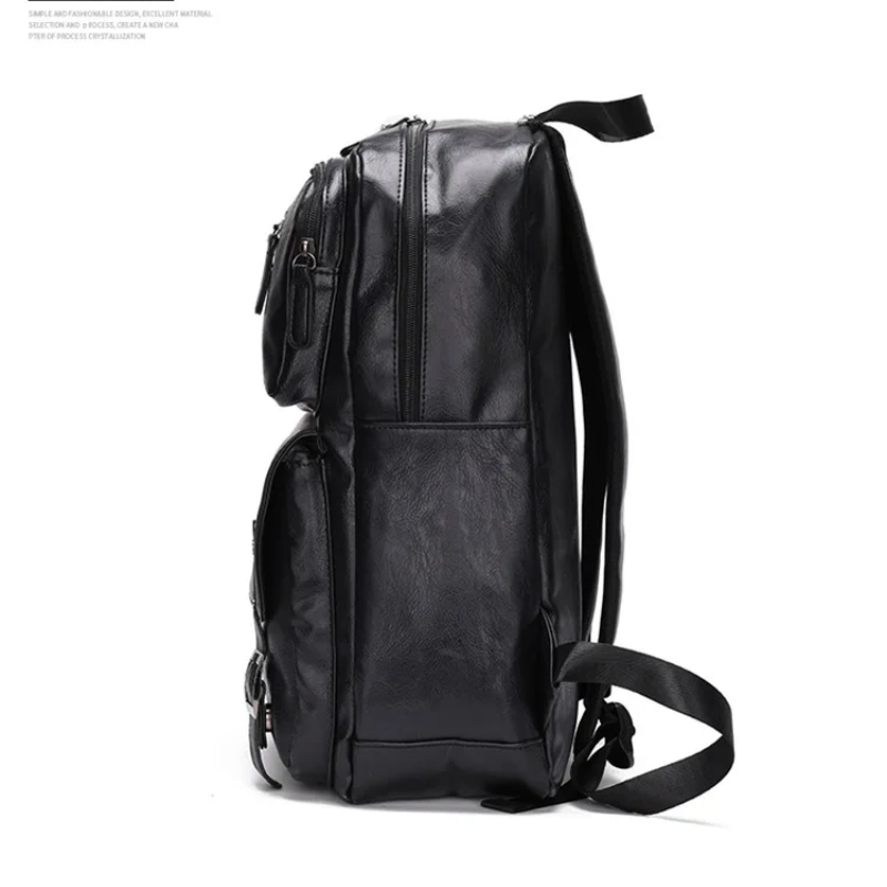 Vintage PU Leather Men Backpack Business Travel Backpack Large Capacity ...