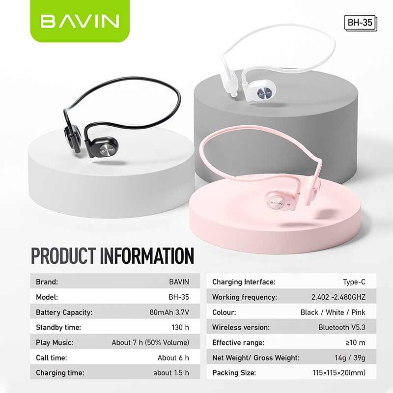 BAVIN BH35 Sports Bluetooth Wireless Lightweight Headphone Earphone ...