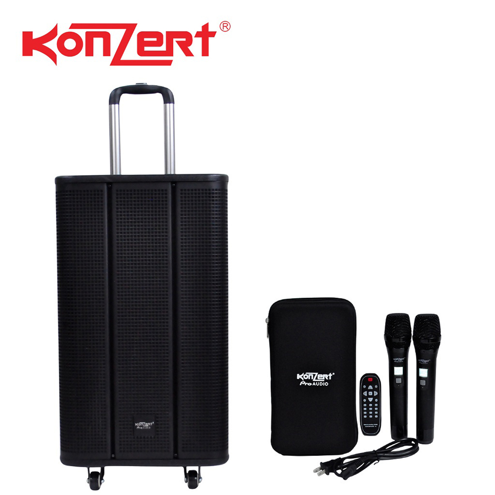 Konzert PM-12PRO 12" 600W Portable Active Trolley TWS Speaker with Bluetooth, USB/SD Play Back ...