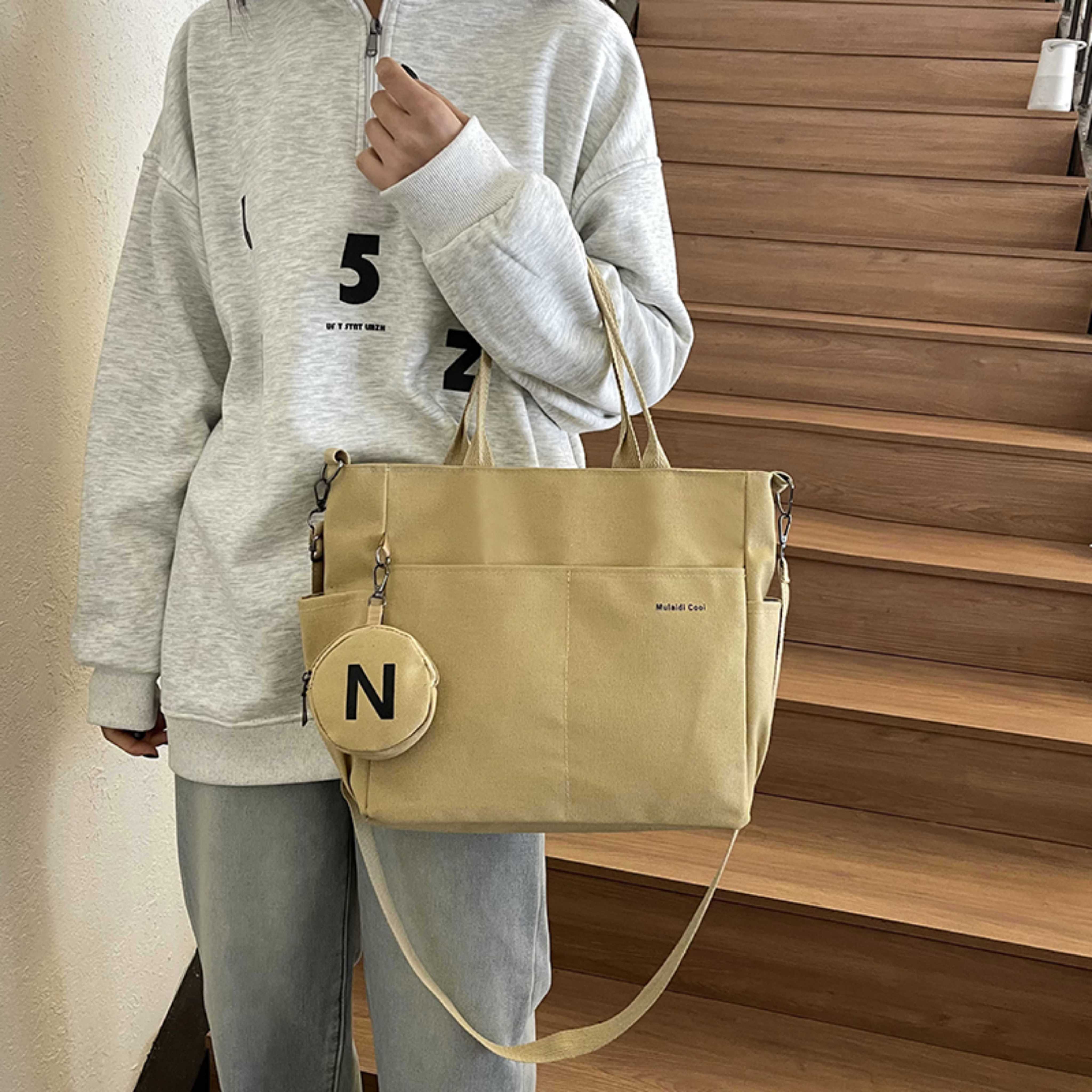 YQY Korean Canvas Tote Bag Womens Shoulder Bags 2in1 with coin purse ...