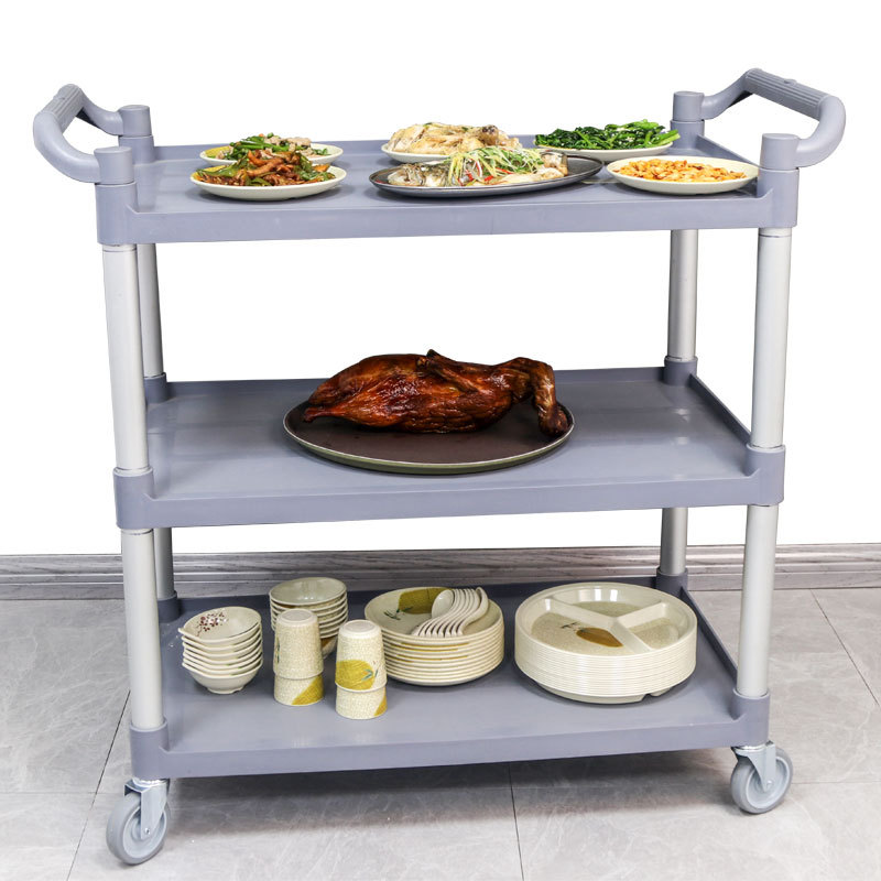 3 tier Utility Cart Trolley Food Service (Gray / Black) kitchen trolley ...