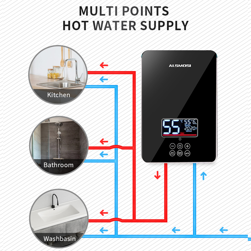 Water Heater Set 6000W Home Multi Point Shower heater 3 Seconds Quick ...