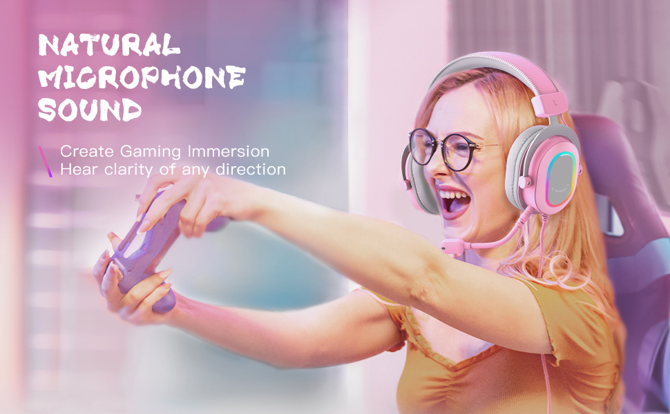 FIFINE H6P AmpliGame PINK USB Gaming Headset for PC Headphones with ...