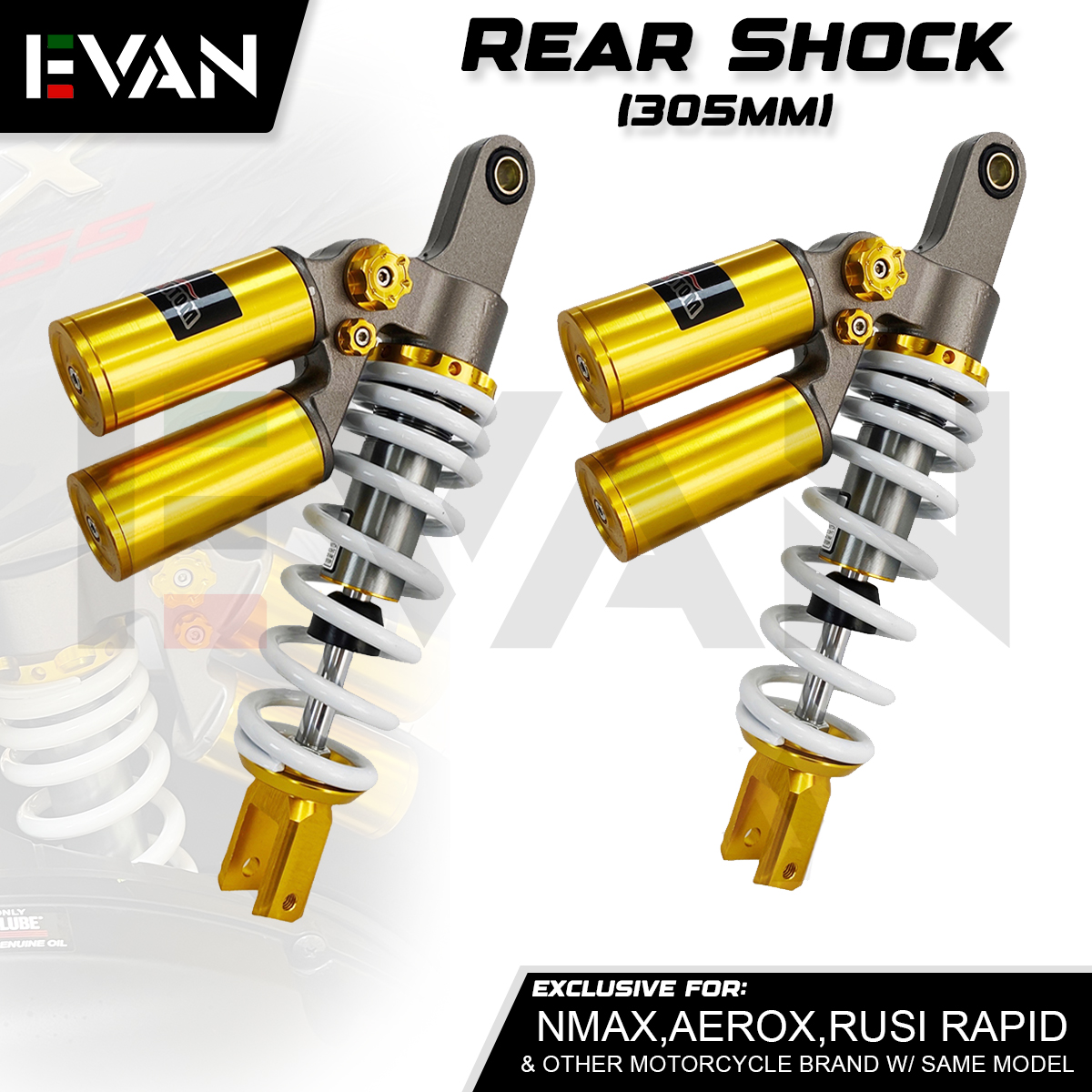 EVAN.PH 305mm Double Gas Tank Rear Dual Shock(1pc For Click/Mio/Beat Fi ...