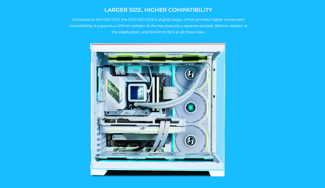 Lian Li 011 Dynamic EVO RGB ATX Tempered Glass PC Case (White | Black ...