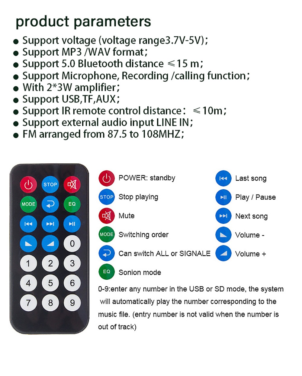 Wireless Bluetooth 5.0 Decoder Board DC 9V 12V MP3 Audio Module USB TF Radio with Audio ...
