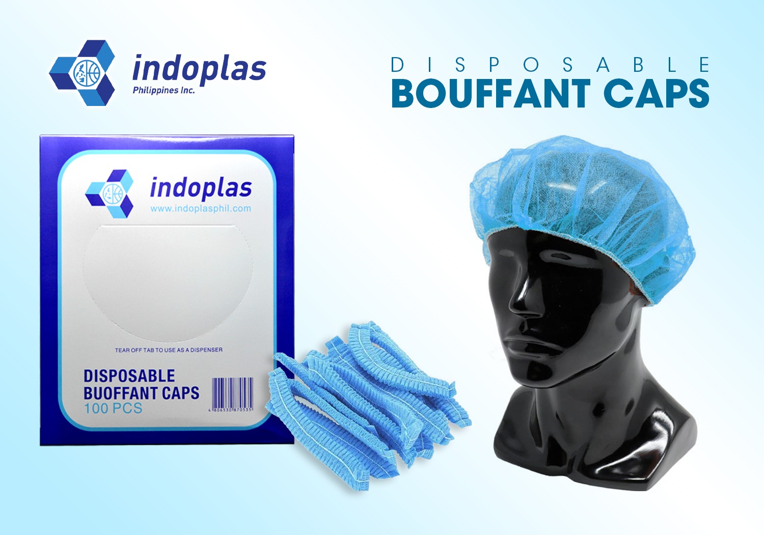 Indoplas Disposable Bouffant Caps Caterpillar Type Box of 100 | Shopee ...