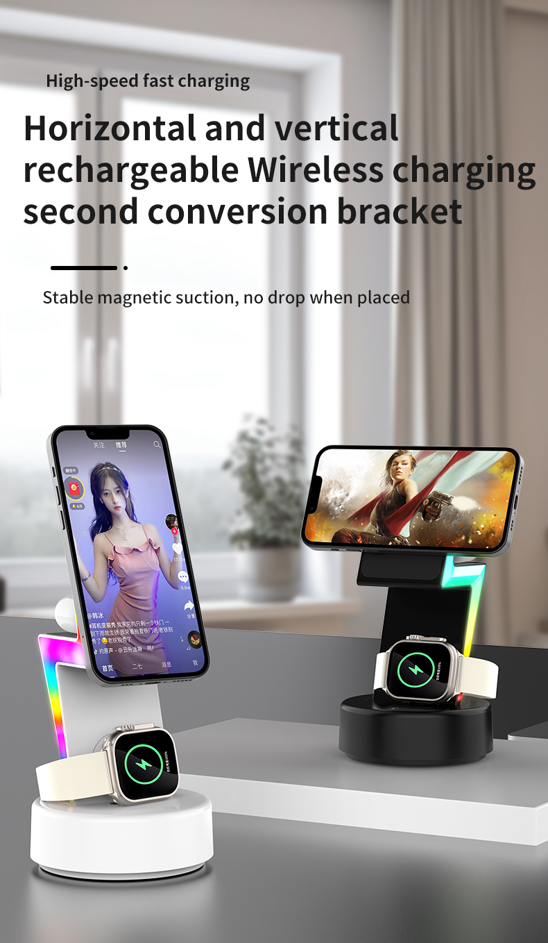 GOOJODOQ Wireless Charger for iphone iWatch airpods Fast PD Charging ...