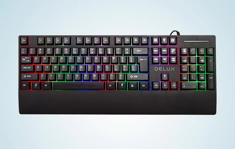 Delux K9852U 104 Key USB Wired Membrane Keyboard with RGB Backlighting ...