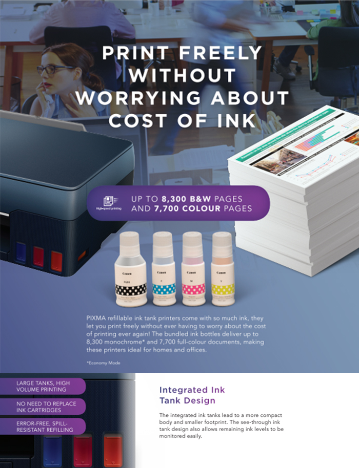 Canon PIXMA G2730 Refillable Ink Tank 3-in-1 Printer | Free 1 Set of GI ...