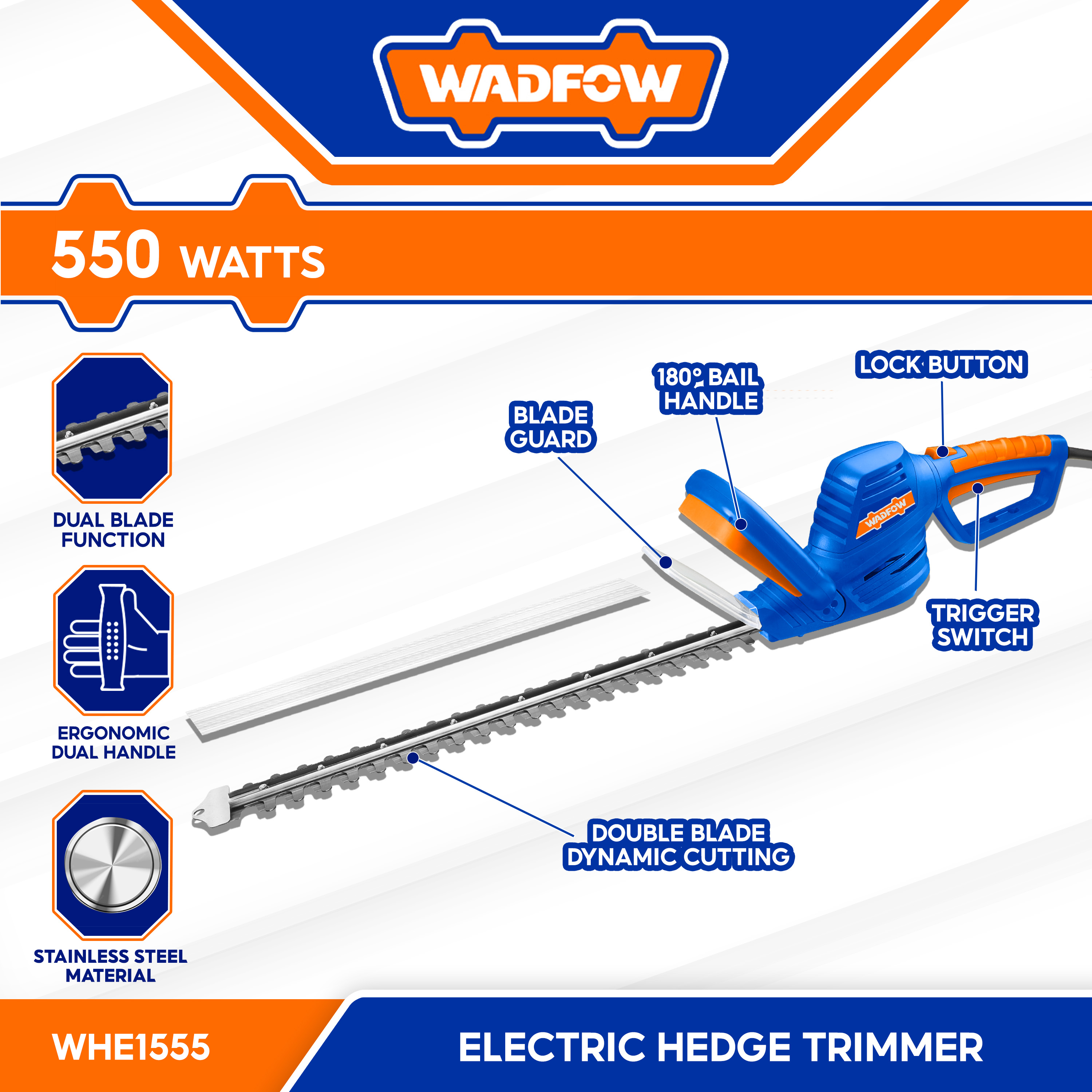 Wadfow Hedge Trimmer with Rotatable Handle 550watts | Shopee Philippines