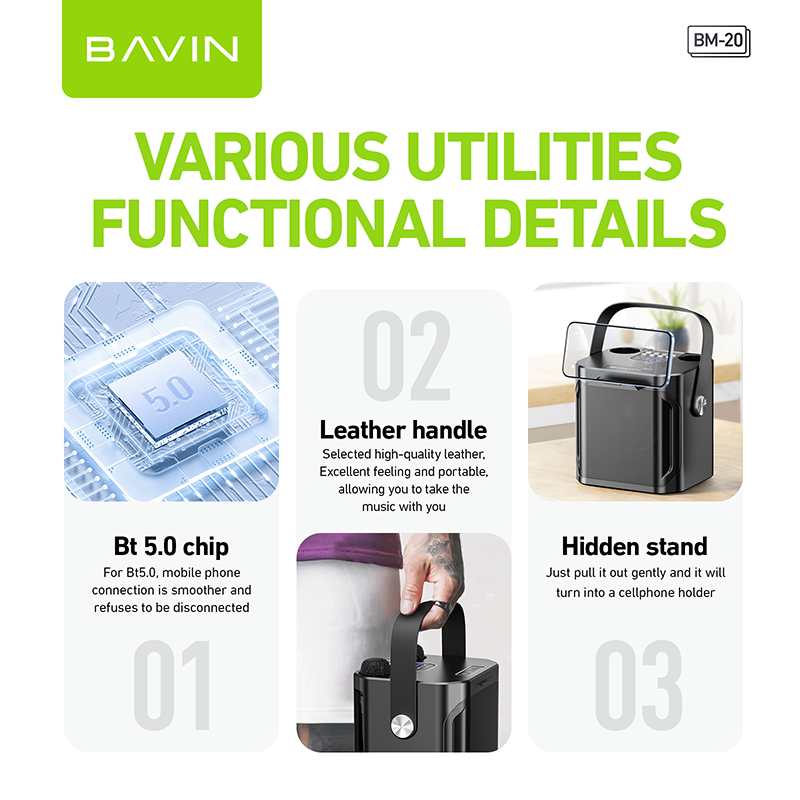 BAVIN BM20 Professional Karaoke Bluetooth Portable Speaker Dual ...