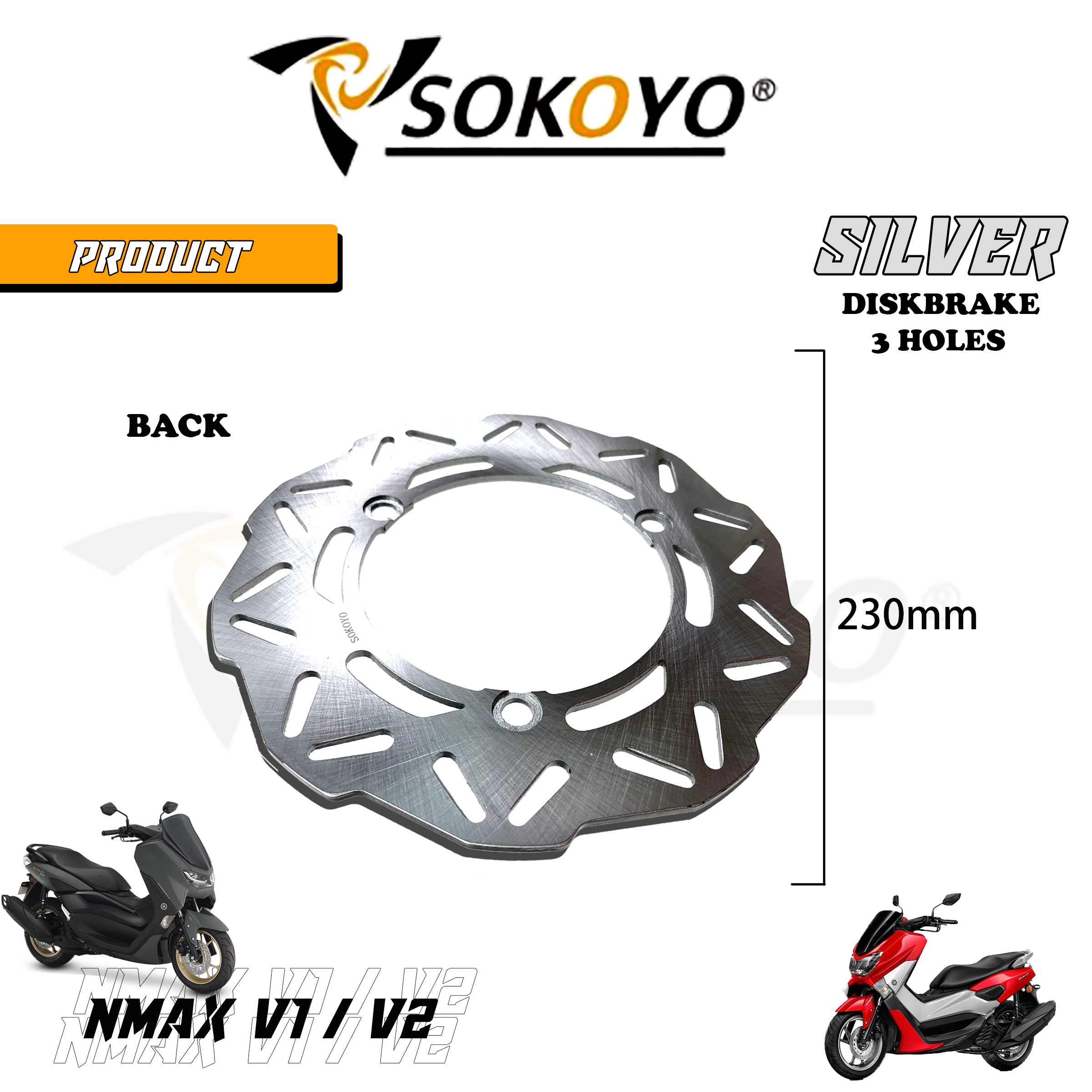 TOP1 PH Lighten Front and Back Disc Brake 230mm 3 Holes Yamaha Nmax v1 ...