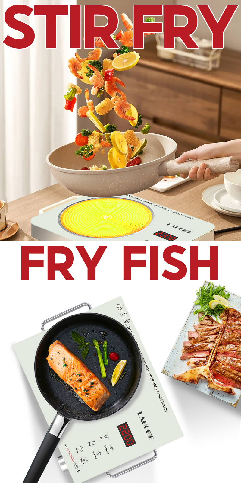 LAHOME Smart Electric Stove Infrared Ceramic Cooktop Digital Induction ...