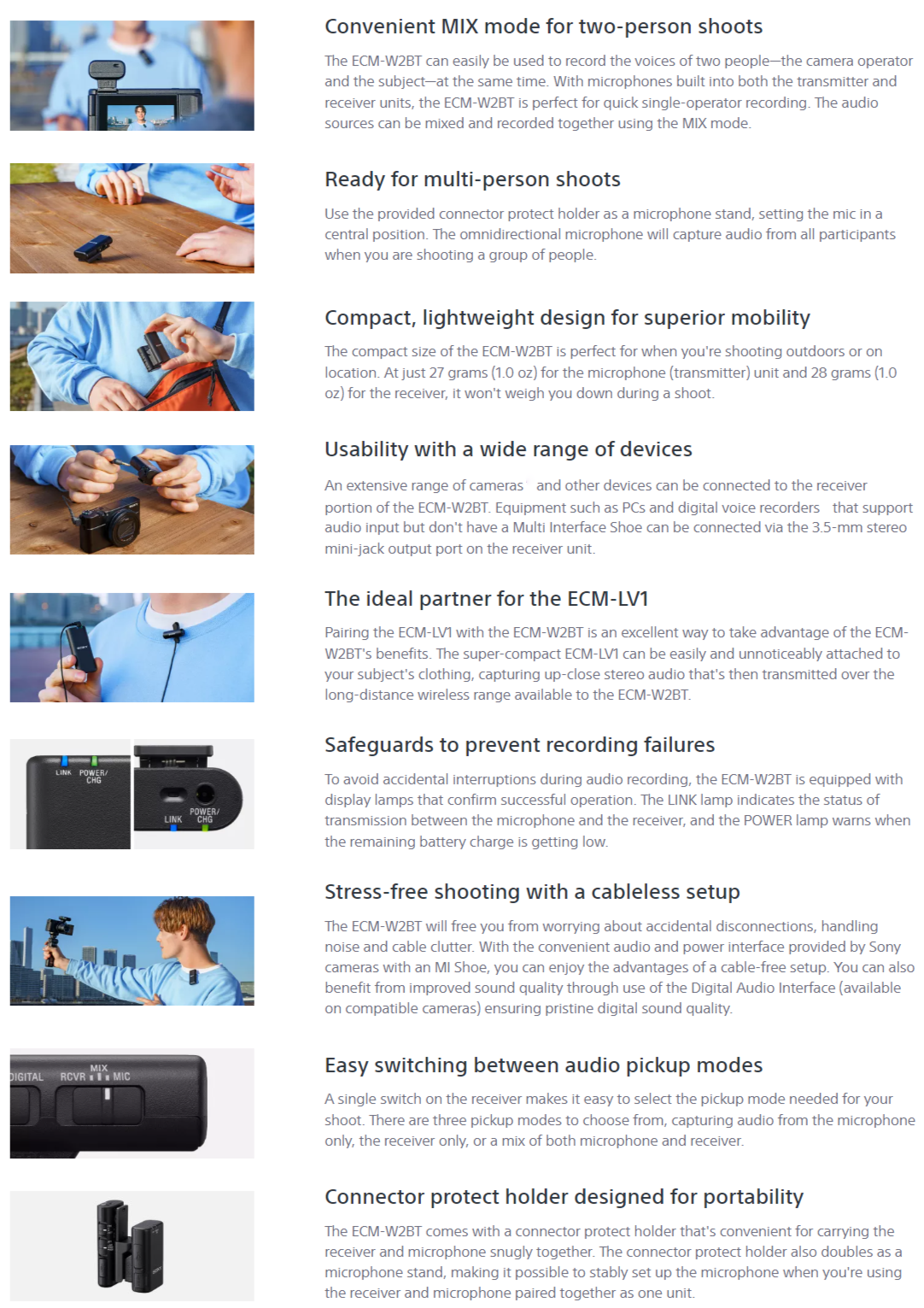 Sony ECM-W2BT Wireless Bluetooth Microphone System for Sony Cameras ...