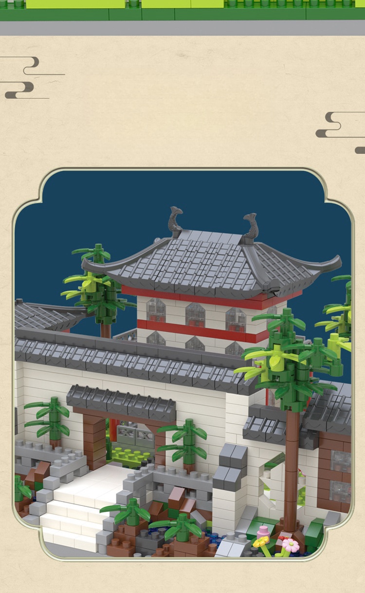 DIY Chinese building blocks Suzhou Garden building blocks toys | Shopee ...