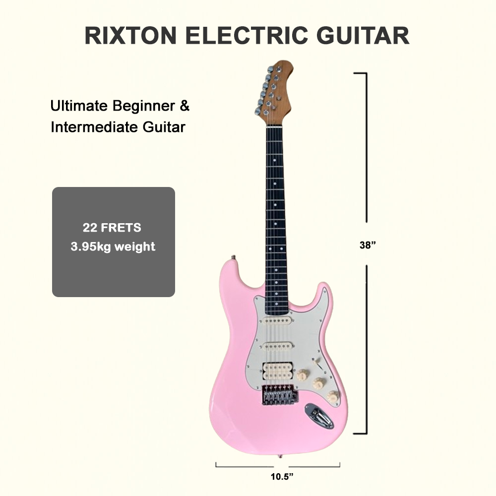 RIXTON Electric Guitar Complete Set with Bag, Tuner, Cable, Guitar Pick ...