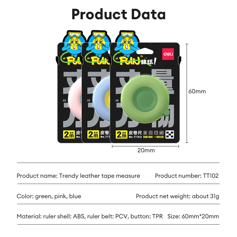 Deli Leather Tape Measure Child Height Waist Measurement TT102 | Shopee ...