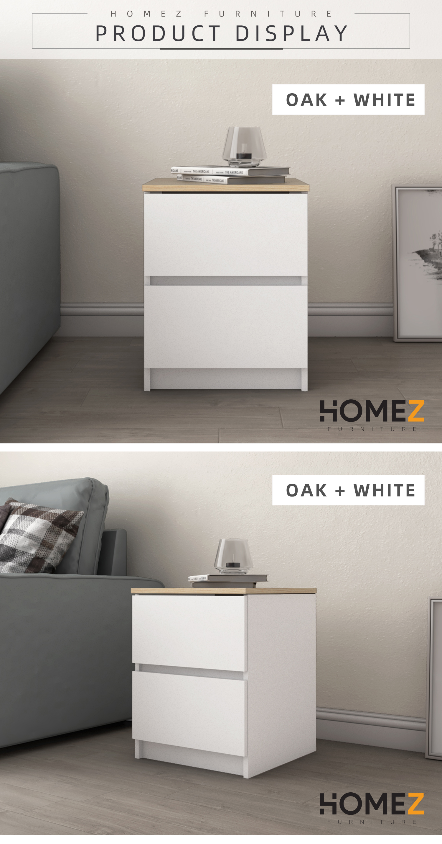 Homez 15mm Thick Wooden Side Table L40xW40xH49.5cm Bedside Tables with ...